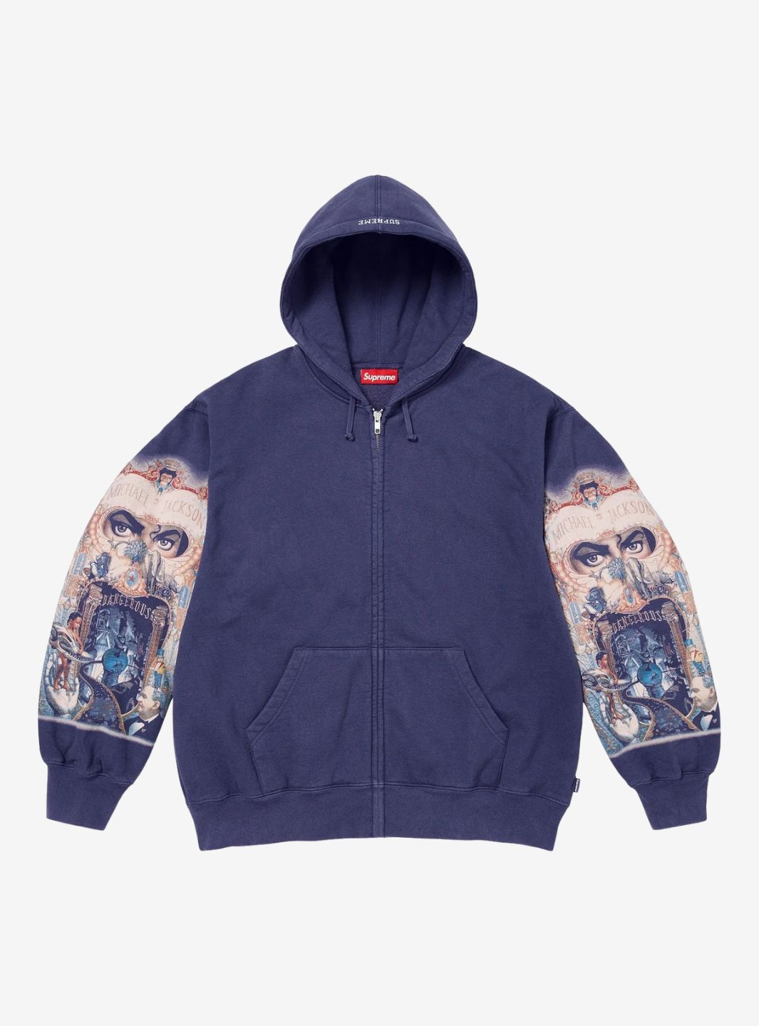 Supreme Michael Jackson Dangerous Zip Up Hooded Sweatshirt Washed Navy ...